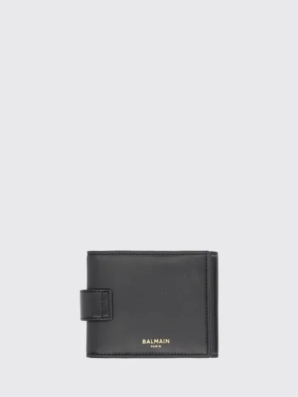 Balmain Bifold Wallet In Smooth Calfskin Leather With Padlock