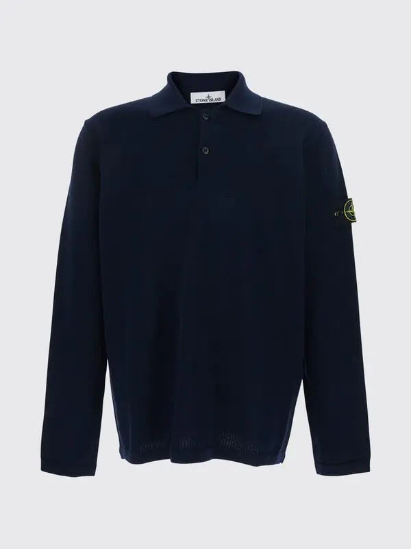 Stone Island Fine Knit Cotton Polo Shirt - Blue
