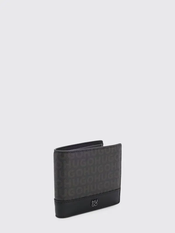 Hugo Leather Bifold Wallet With Printed Logo And Card Slots