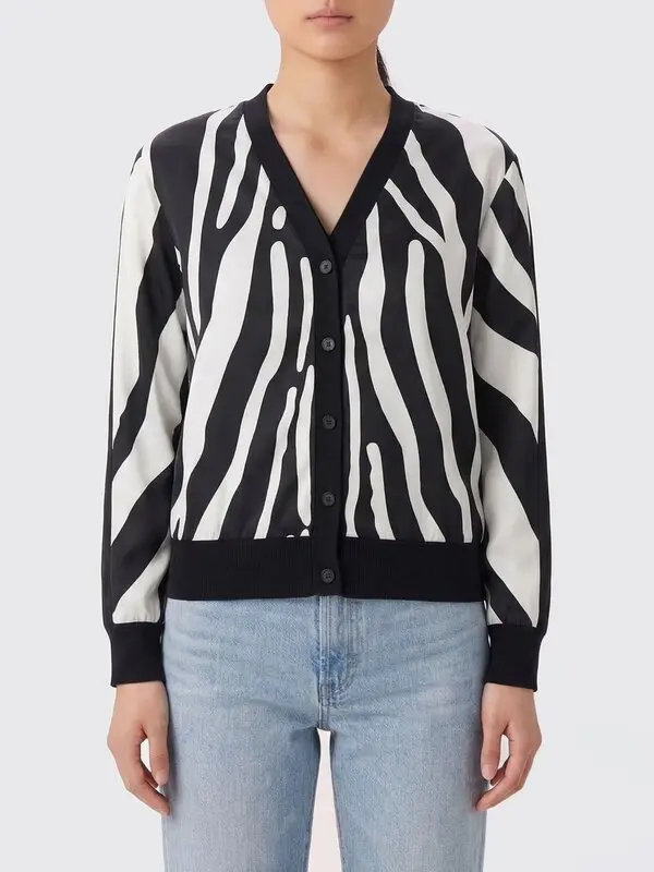 FERRAGAMO Zebra Print Silk Blend Cardigan