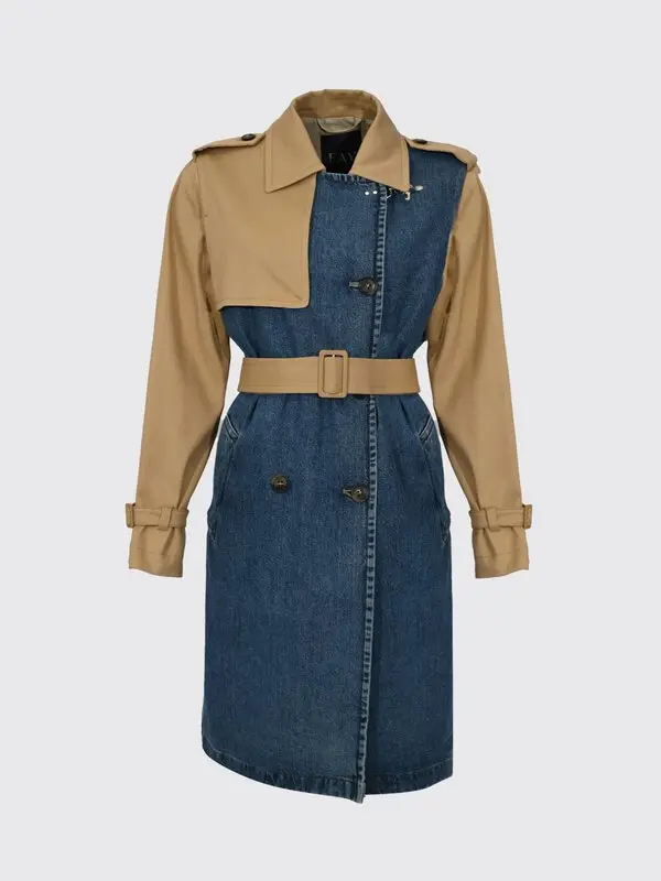 FAY Double-breasted Cotton Trench Coat - Denim