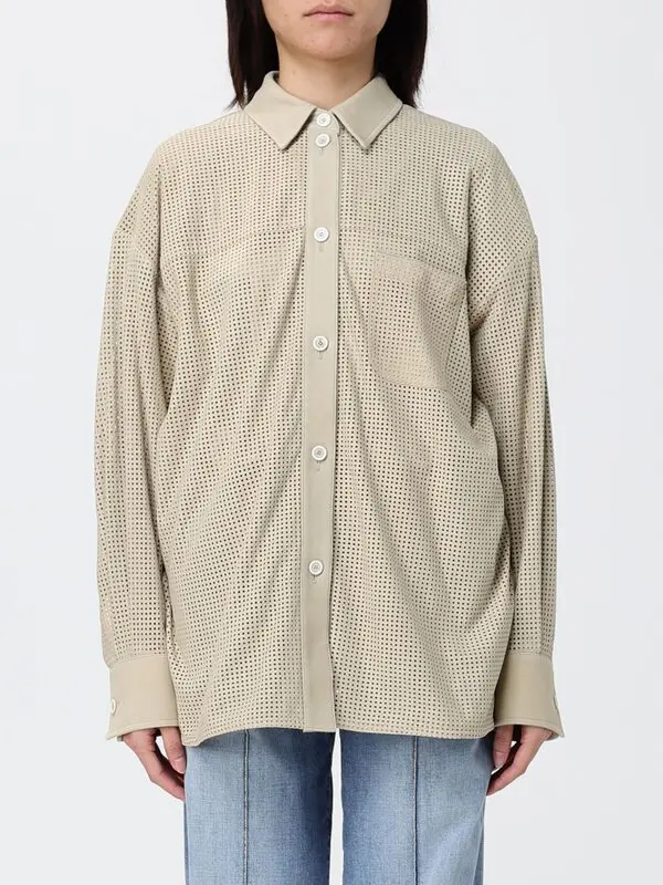 Fabiana Filippi Perforated Leather And Nylon Overshirt