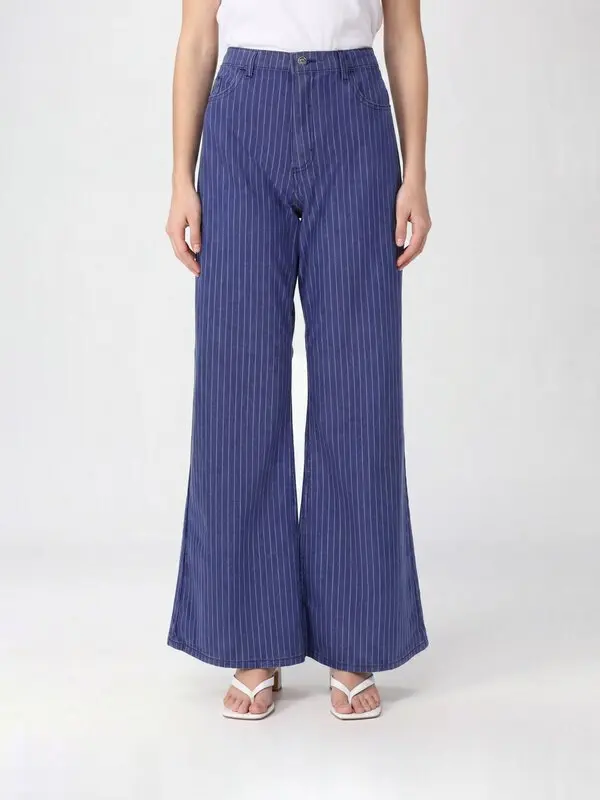 Baum Und Pferdgarten Nilea Pinstriped High-waisted Wide-leg Jeans - Blue