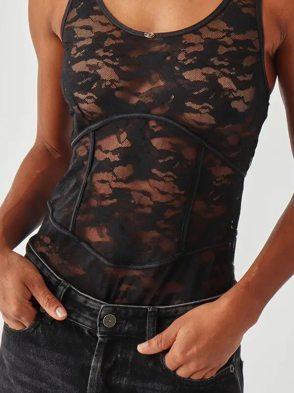 DIESEL® Lace Corset Bodysuit - Black