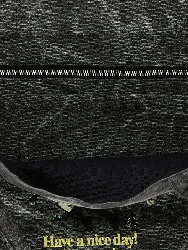 GANNI Recycled Cotton Canvas Bag With Printed Logo