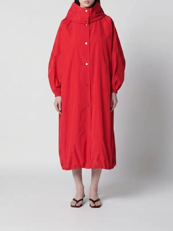 RÓHE Oversized Long Parka In Silk Blend With Hood And Balloon Sleeves
