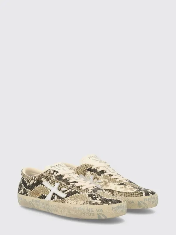 Premiata David Python-print Leather Sneakers With Contrast Logo