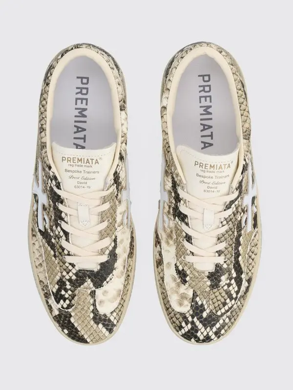 Premiata David Python-print Leather Sneakers With Contrast Logo