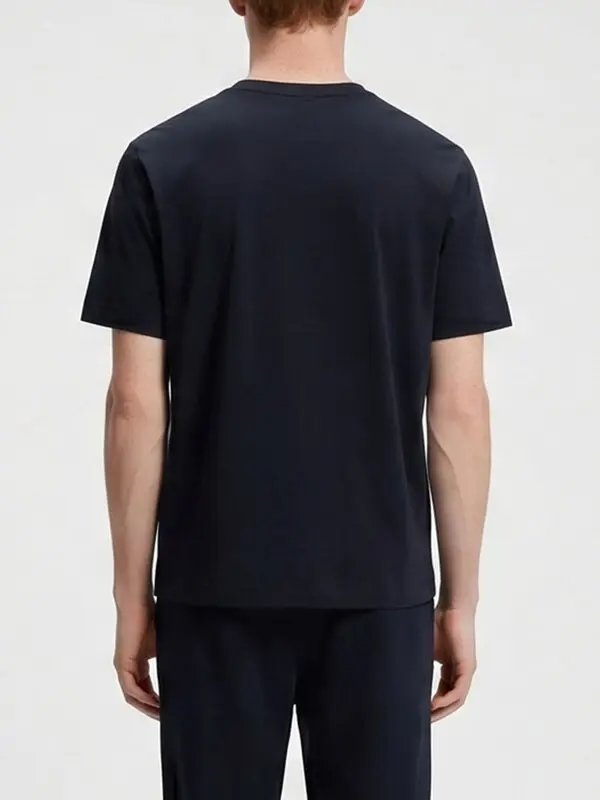 BOSS Crew Neck Stretch-cotton T-shirt With Contrast Chest Logo - Blue