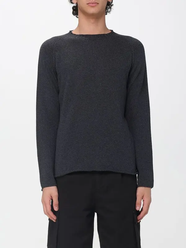LANEUS Basic Crew Neck Knit In Cotton - Black