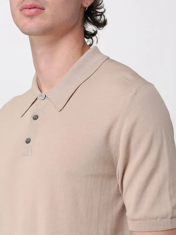 ROBERTO COLLINA Short-sleeved Cotton Polo Shirt With Three-button Placket - Beige