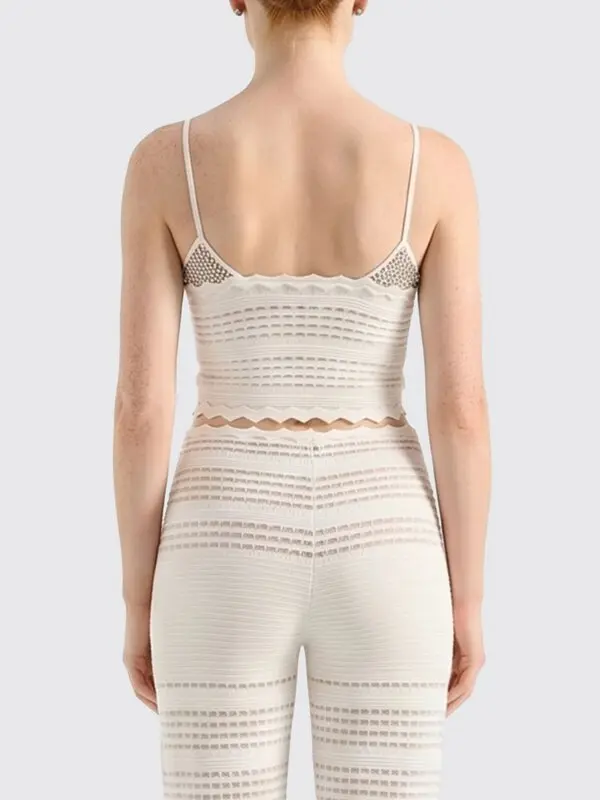GENNY Cropped Cotton Knit Top With Rhinestone Embellishment