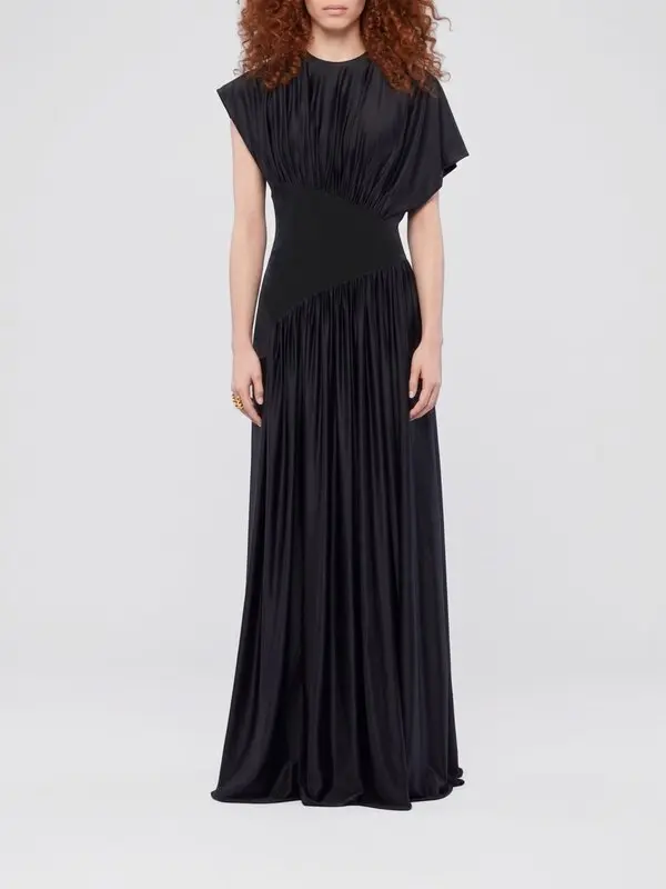 Rabanne Jersey Maxi Dress With Pleated Detail - Black