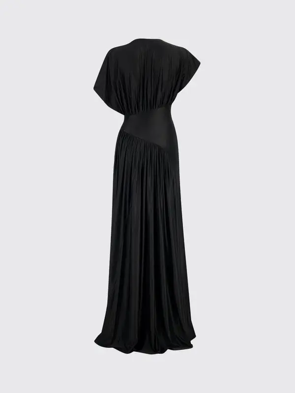 Rabanne Jersey Maxi Dress With Pleated Detail - Black
