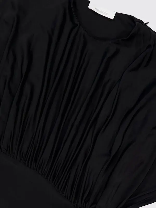Rabanne Jersey Maxi Dress With Pleated Detail - Black