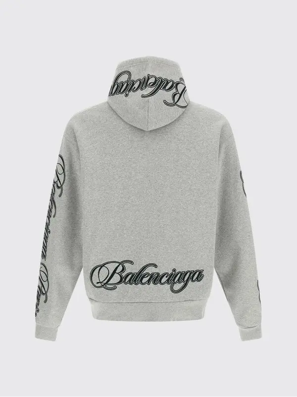 Balenciaga Oversized Logo Cotton Hoodie - Grey