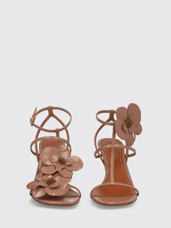 Zimmermann Orchid Leather Stiletto Sandals With Flower Appliqu