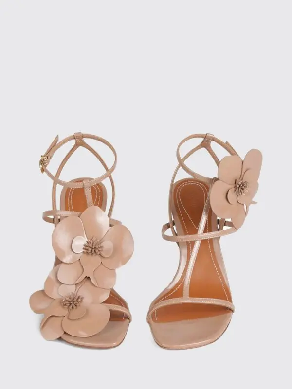 Zimmermann Orchid Leather Stiletto Sandals With Flower Appliqu