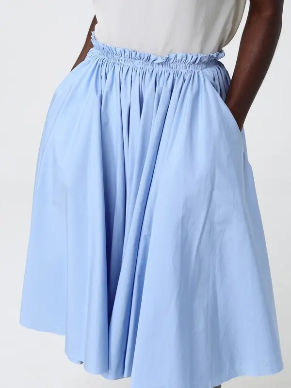 AMI Paris Pleated Cotton Skirt - Blue