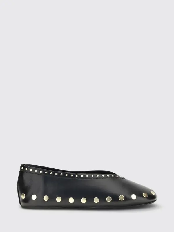 GANNI Jenny Studded Polyurethane Blend Ballerina - Black