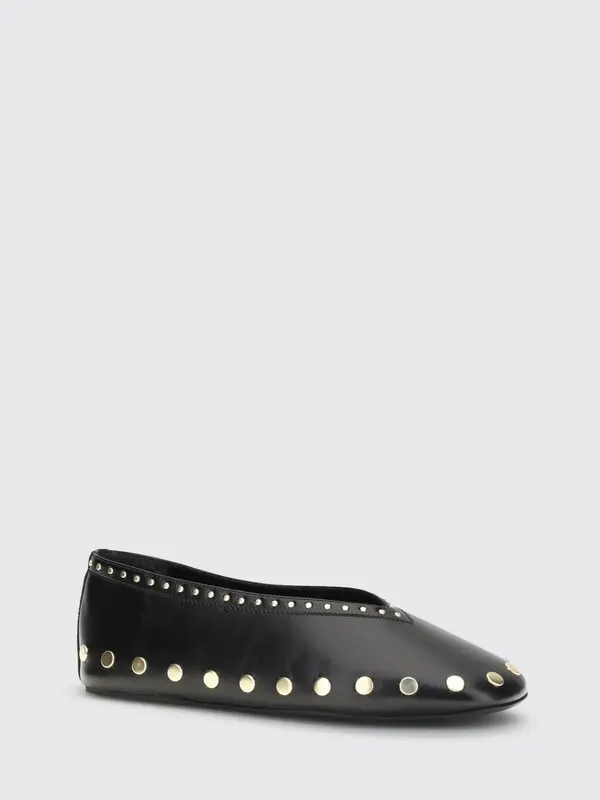 GANNI Jenny Studded Polyurethane Blend Ballerina