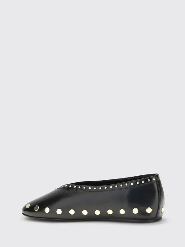 GANNI Jenny Studded Polyurethane Blend Ballerina