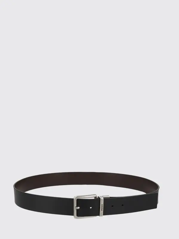 Hugo Reversible Grained And Smooth Leather Belt With Engraved Logo