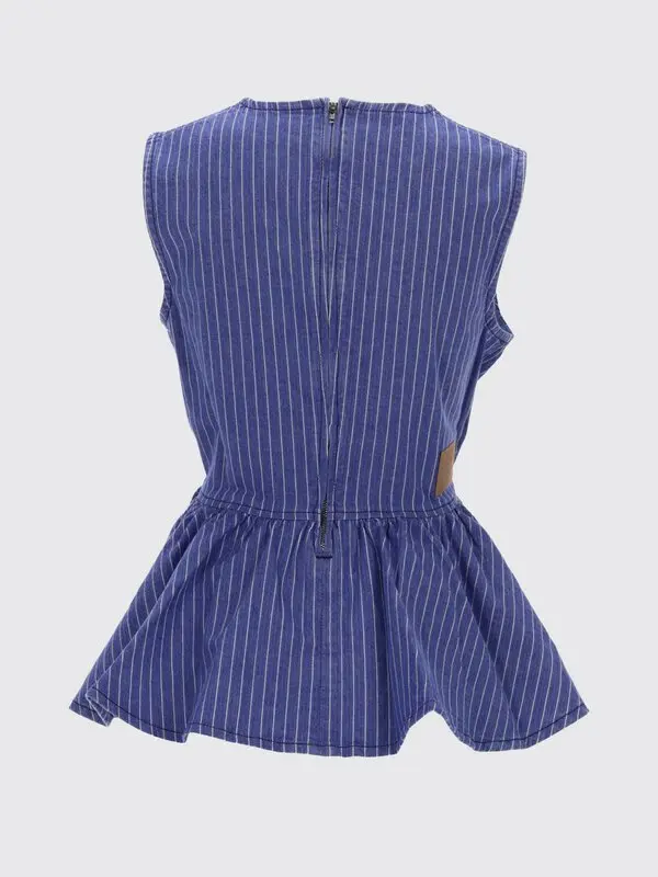 Baum Und Pferdgarten Sleeveless Pinstriped Cotton Top With Ruffled Hem