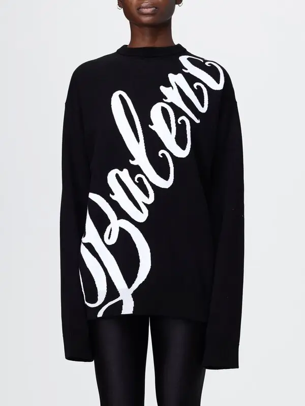 Balenciaga Cotton Blend Sweater With Maxi Logo - White