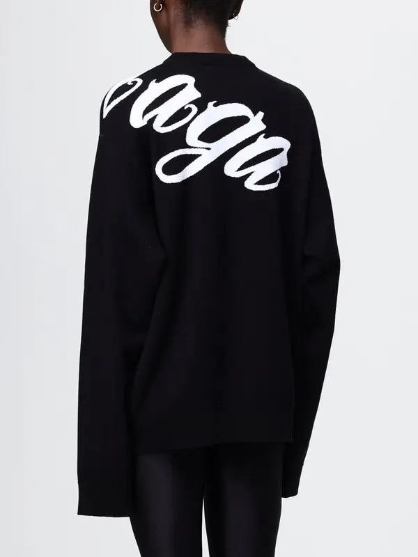 Balenciaga Cotton Blend Sweater With Maxi Logo - White