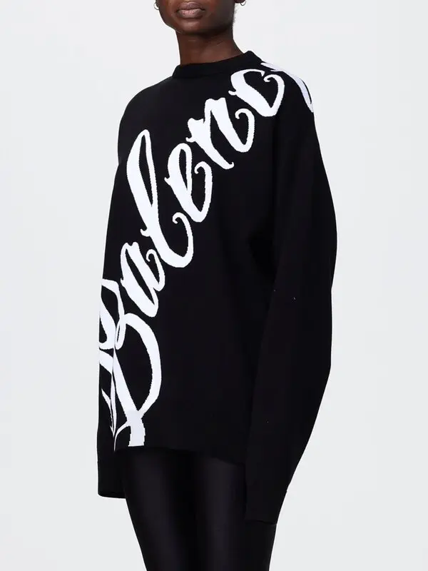 Balenciaga Cotton Blend Sweater With Maxi Logo - White