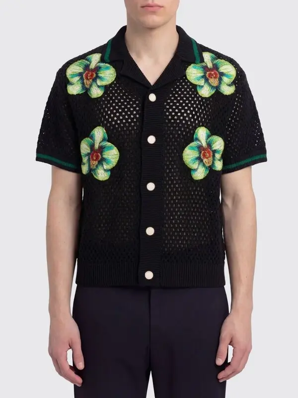 Casablanca Floral Print Crochet Shirt