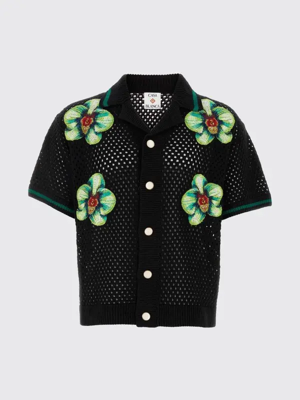 Casablanca Floral Print Crochet Shirt