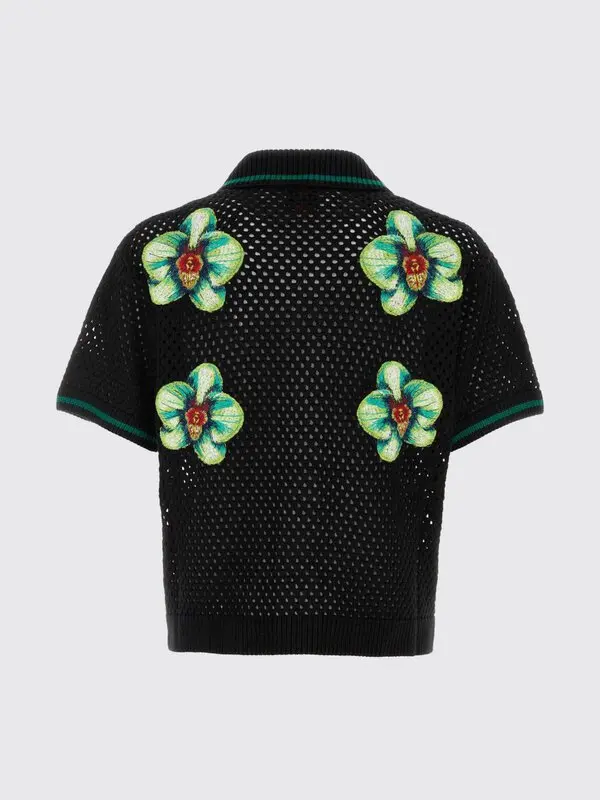 Casablanca Floral Print Crochet Shirt