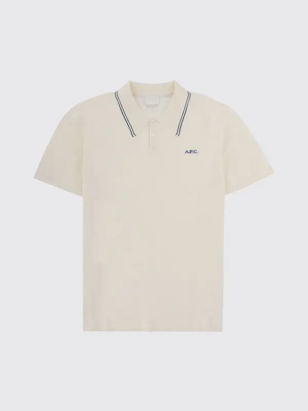 A.p.c. Short-sleeved Cotton Polo Shirt With Contrast Logo - Beige