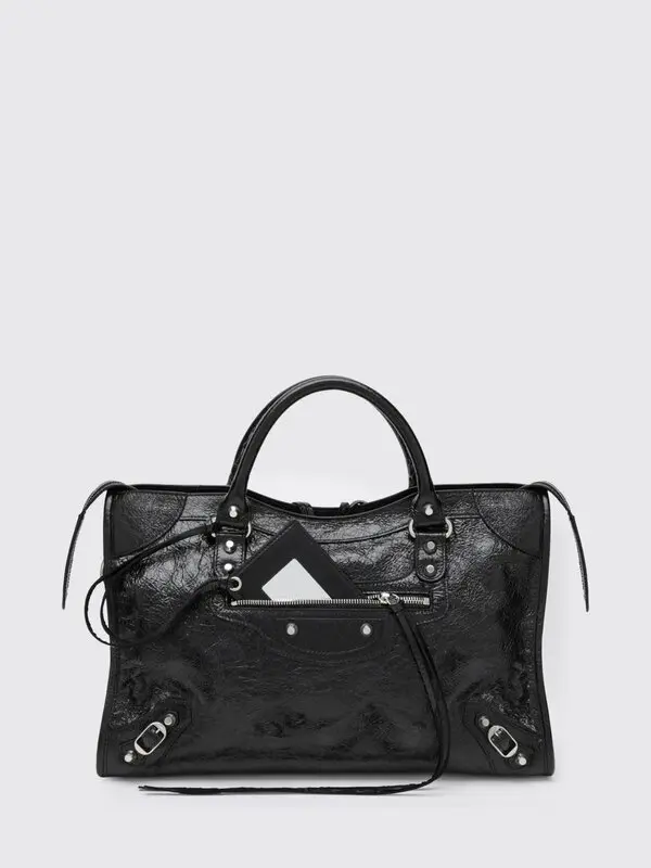 Balenciaga Arena Lambskin Handbag With Studs - Black