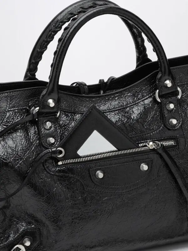 Balenciaga Arena Lambskin Handbag With Studs - Black