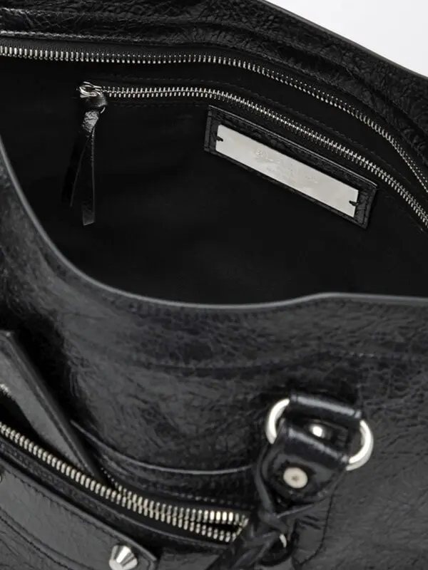 Balenciaga Arena Lambskin Handbag With Studs - Black