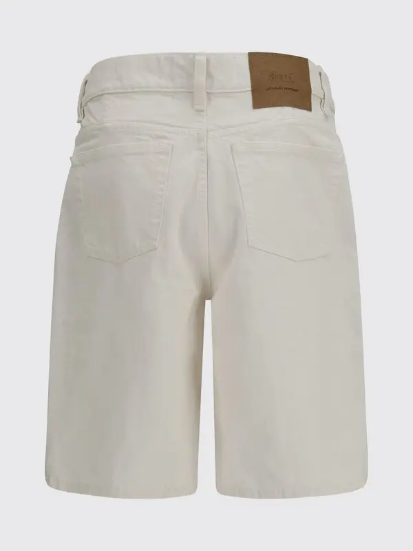 AMI Paris Straight Fit Cotton Bermuda Shorts With A Contrasting Logo