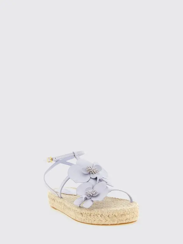 Zimmermann Orchid Leather Wedge Sandal With Floral Applications - Violet