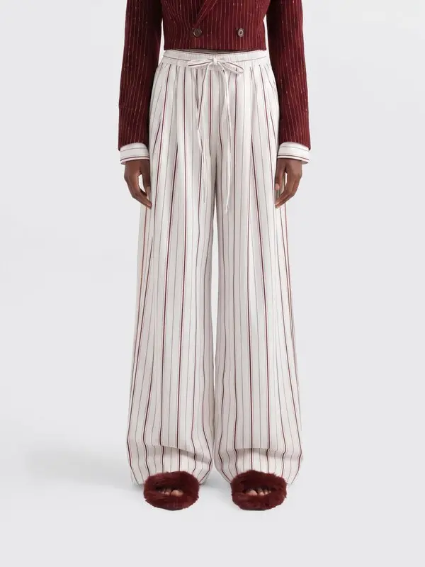 Dolce & Gabbana Striped Silk-cotton Blend Palazzo Trousers
