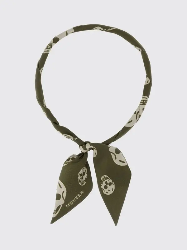Alexander McQueen Skull Print Pure Silk Bandeau - Olive