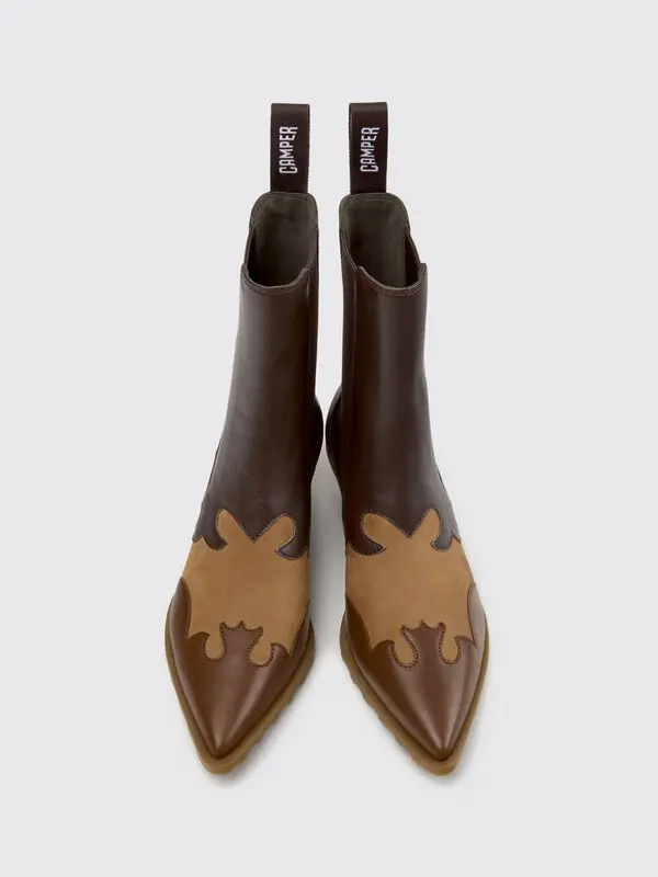 Camper Chelsea Ankle Boots In Suede And Smooth Leather - Brown