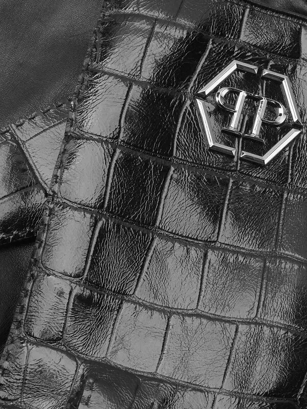 Philipp Plein Croc Embossed Leather Gloves