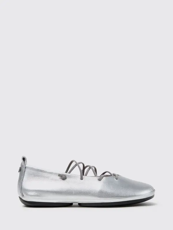 Camper Right Nina Laminated Leather Mary Jane Flats With Elasticated Laces