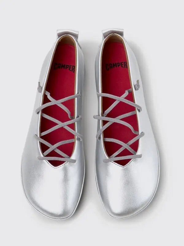 Camper Right Nina Laminated Leather Mary Jane Flats With Elasticated Laces