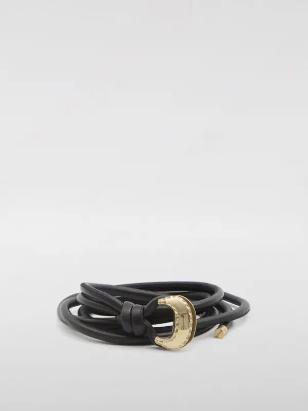 GOLDEN GOOSE Leather Belt With Gold Tone Buckle