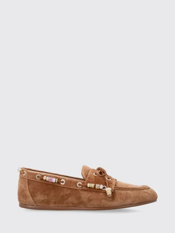 STUART WEITZMAN Beaded Suede Boat Loafers