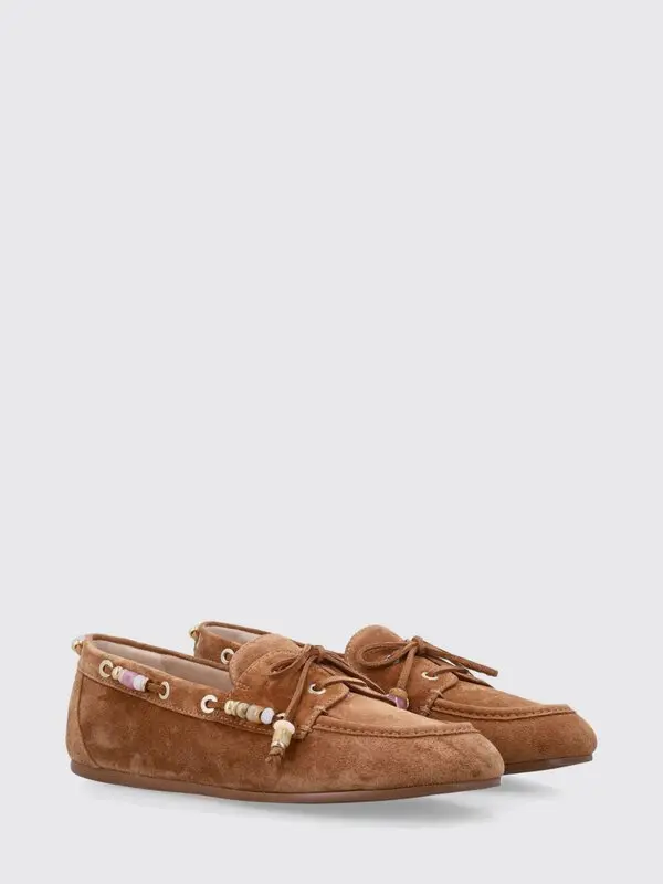 STUART WEITZMAN Beaded Suede Boat Loafers