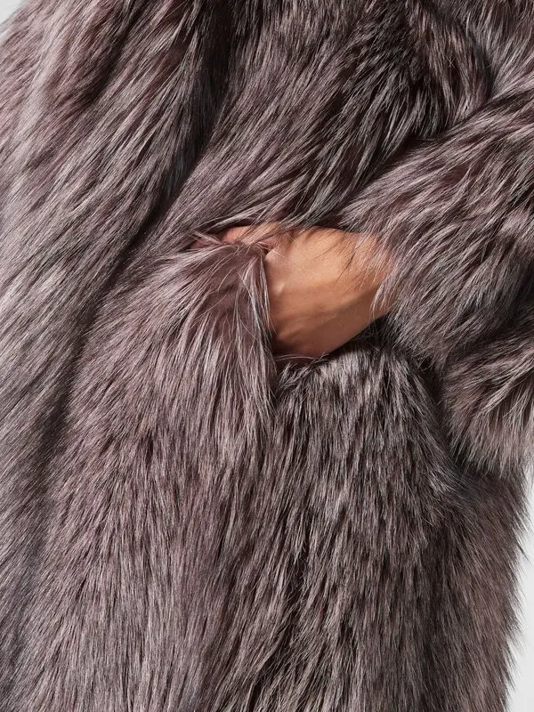 Philipp Plein Shawl Collar Fox Fur Coat With Fringes